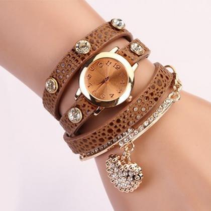 Dress Wrap Brown Leopard Love Leather Band Watch on Luulla