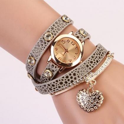 Dress Watch Wrap Gray Leopard Watch Leather Band Watch on Luulla