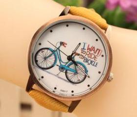 I Want To Ride Bicycle Unisex Yellow Strap Teen Watch on Luulla