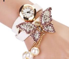 Rhinestones Butterfly Dress Prom White Girl Watch on Luulla