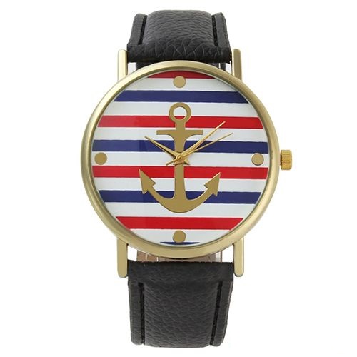 Anchor Black Colorful Stripes Fashion Woman Watch on Luulla
