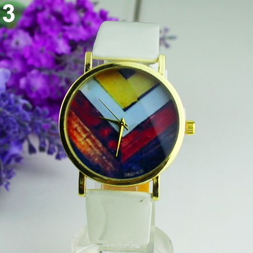 Fashion Pu Leather Colorful Retro White Girl Watch on Luulla