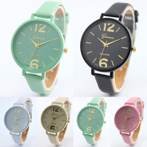 Pink Chic Thin Black Band Fashion Teen Girl School Summer Woman Watch ...