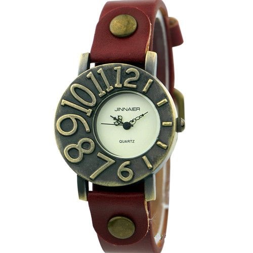 Unique Face Big Numbers Casual Red Girl Watch on Luulla