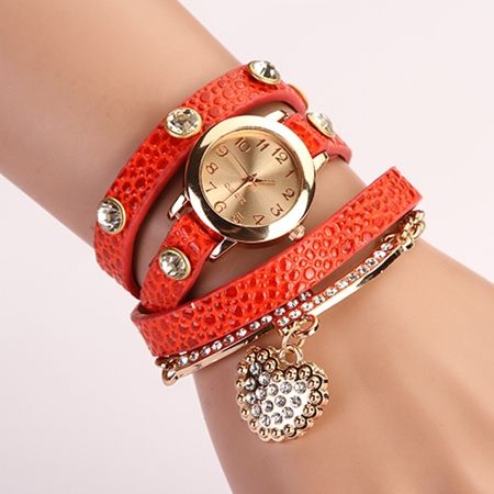 Dress Watch Wrap Orange Leopard Watch Leather Band Watch on Luulla