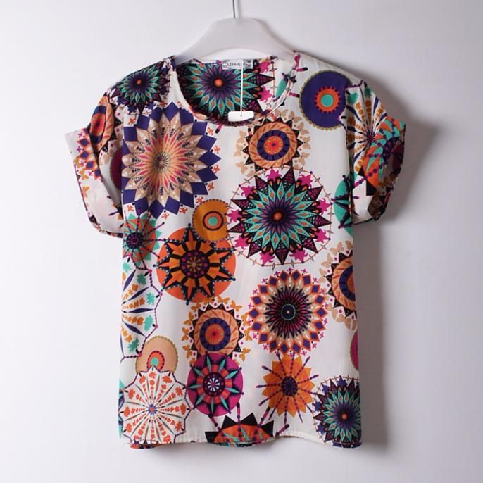 Colorful Shirt Print Clothing Summer Tee Girl Top on Luulla