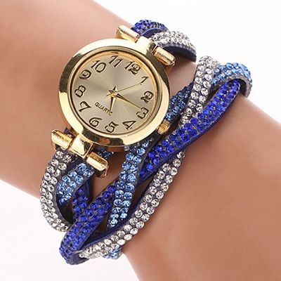 Rhinestones Bracelet Dress Blue Woman Watch on Luulla
